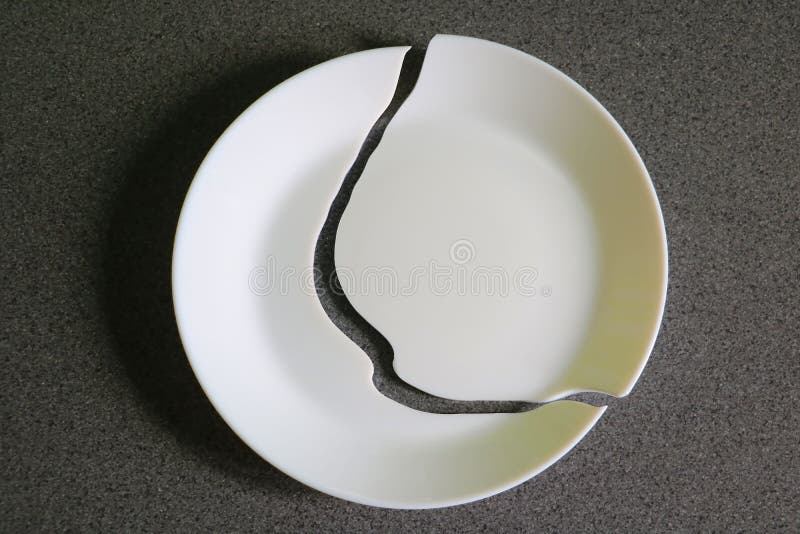 Top View of the Broken White Plate on the Table Stock Image - Image of ...