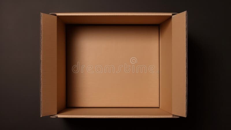 Top View Brown Cardboard Box on Black Table. Generative AI Stock ...