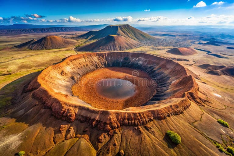 Top View of Brown Crater Volcano with Active Texture Stock Illustration ...