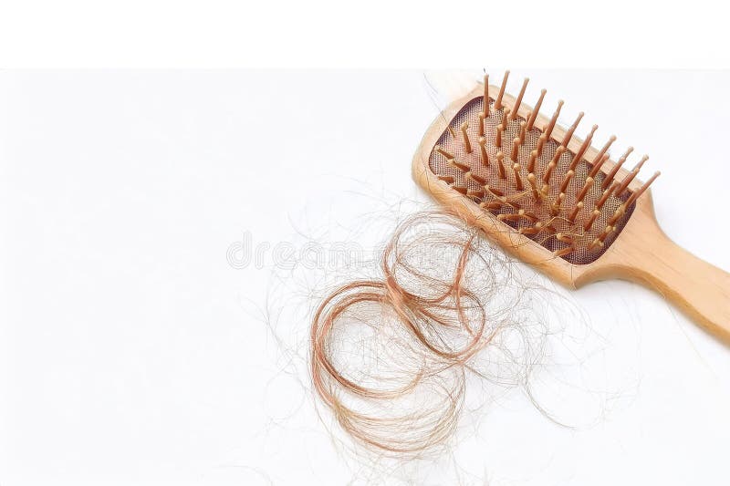 Top View of a Brush with Fallen Hair on it. Isolated on a White ...