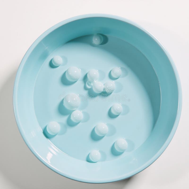 Top View of Bubbly Water in a Blue Basin Against a White Backdrop ...