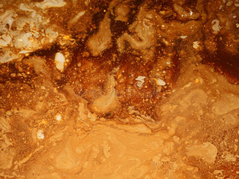 Top View into Bucket with Glaze or Paint, Brown and Beige Abstract ...