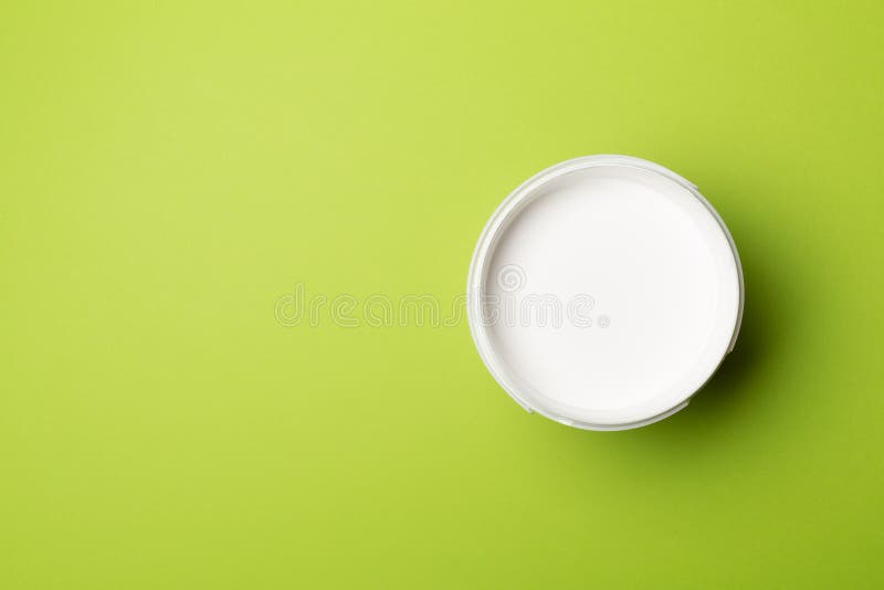 Top View of Bucket with Paint on Color Background Stock Image - Image ...