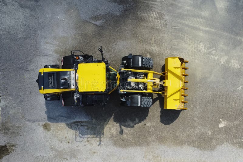 Top view of a bulldozer stock image. Image of construction - 275858527