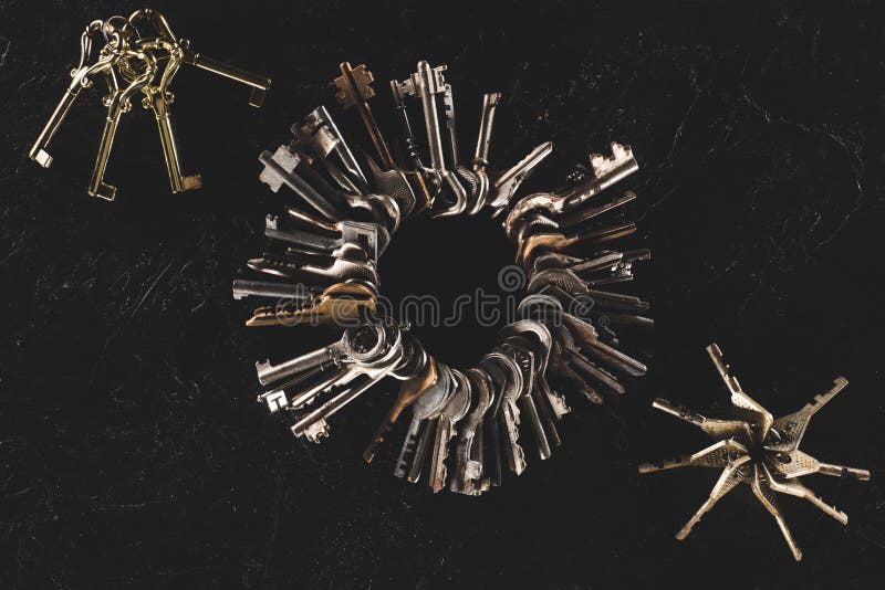 Top View Bunches of Different Keys Stock Photo - Image of background ...