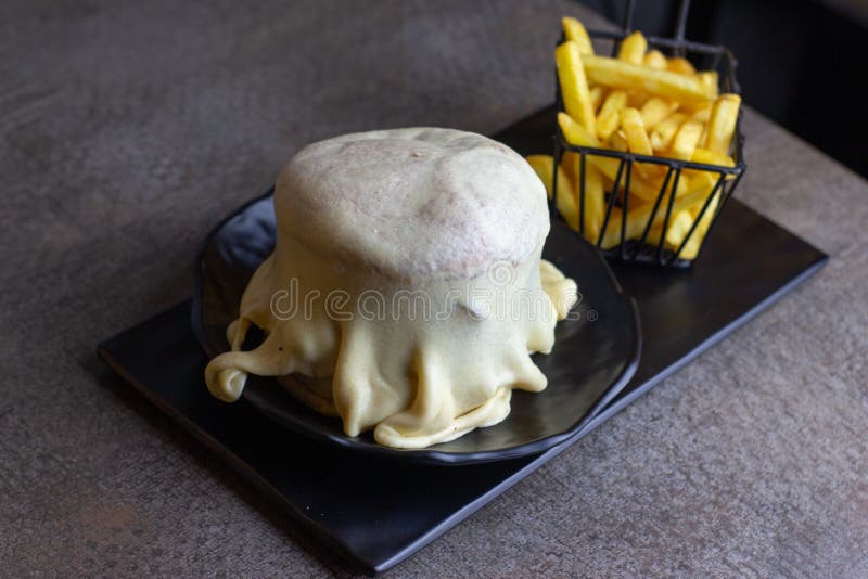 Top View Burger Covered with Melted Cheese Stock Image - Image of ...