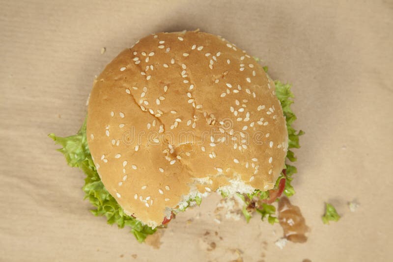 Top view on a burger stock photo. Image of salad, hamburger - 83606500
