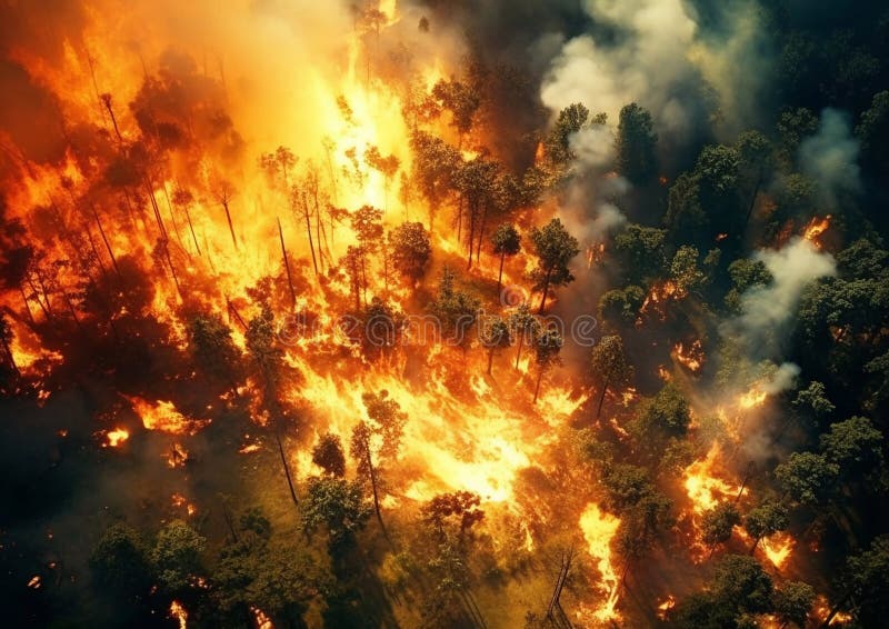 Top View of a Burning Forest.Concept of Global Warming and Climate ...