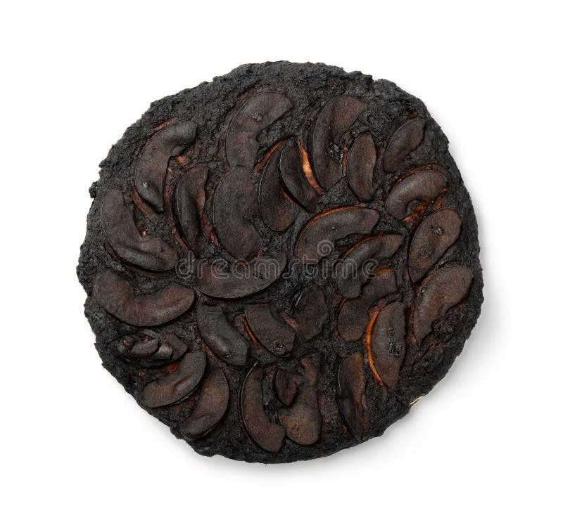 Top View of Burnt Apple Cake Stock Image - Image of flambe, circle ...