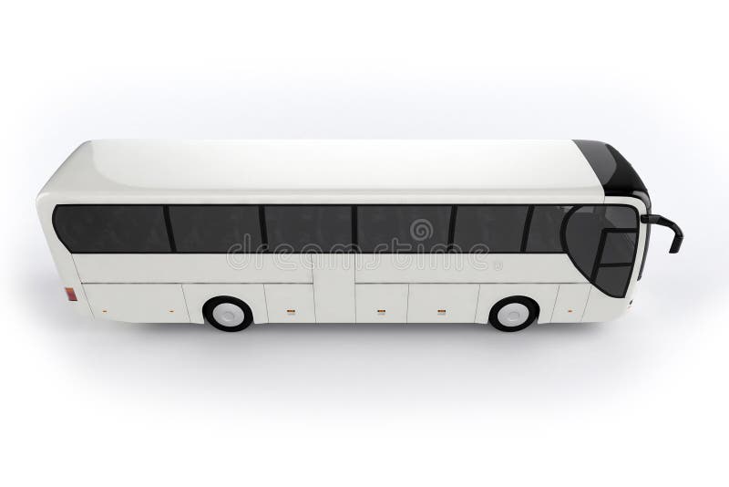 Top View - Bus Mock Up On White Background, 3D Illustration Stock ...