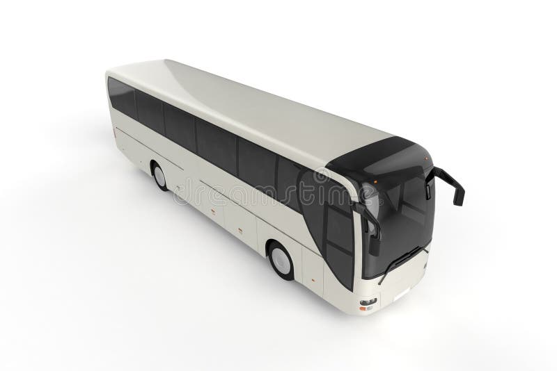 Top View on Bus Mock Up on White Background, 3D Illustration Stock ...