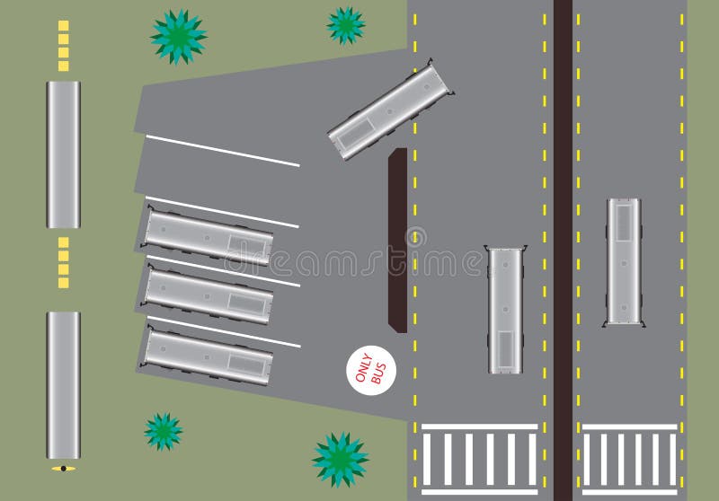Top View of Bus Station Landscape Stock Illustration - Illustration of ...