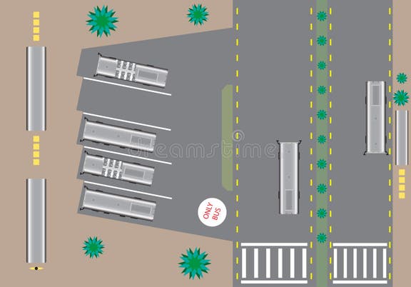 Top View of Bus Station Landscape Stock Illustration - Illustration of ...