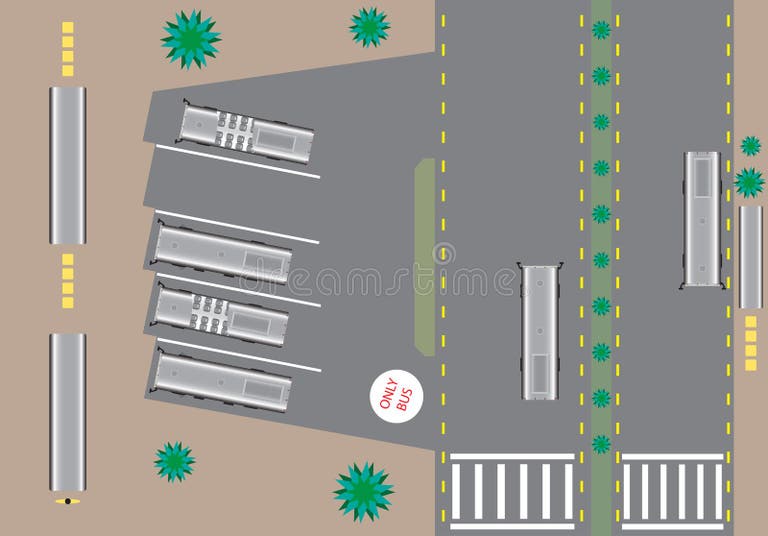Top View of Bus Station Landscape Stock Illustration - Illustration of ...