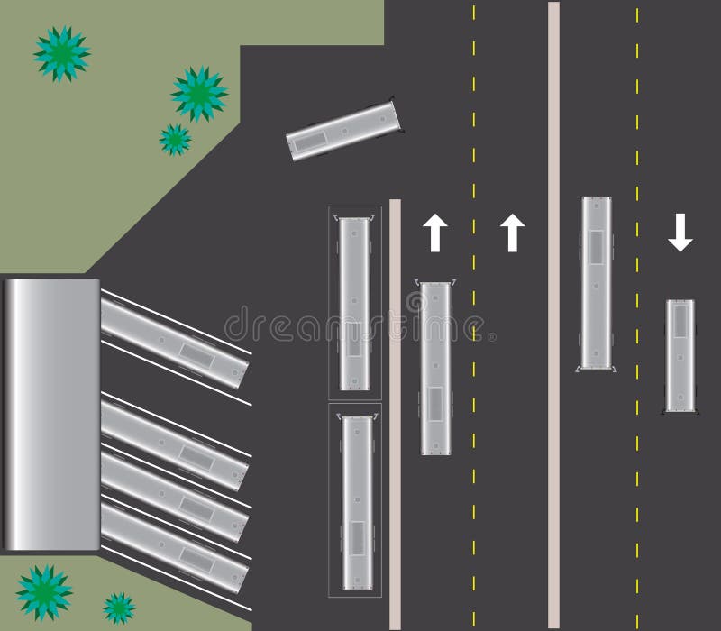 Top View of Bus Station Landscape Stock Illustration - Illustration of ...