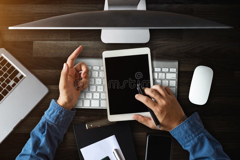 Top View.Business Analysis and Strategy Concept. Businessman Analyzing ...