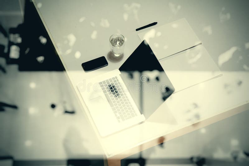 Top View of Business Documents on Office Table Stock Illustration ...