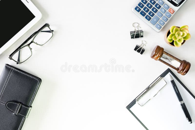Top View Business Office Desk with Copy Space Hero Header Image Stock ...