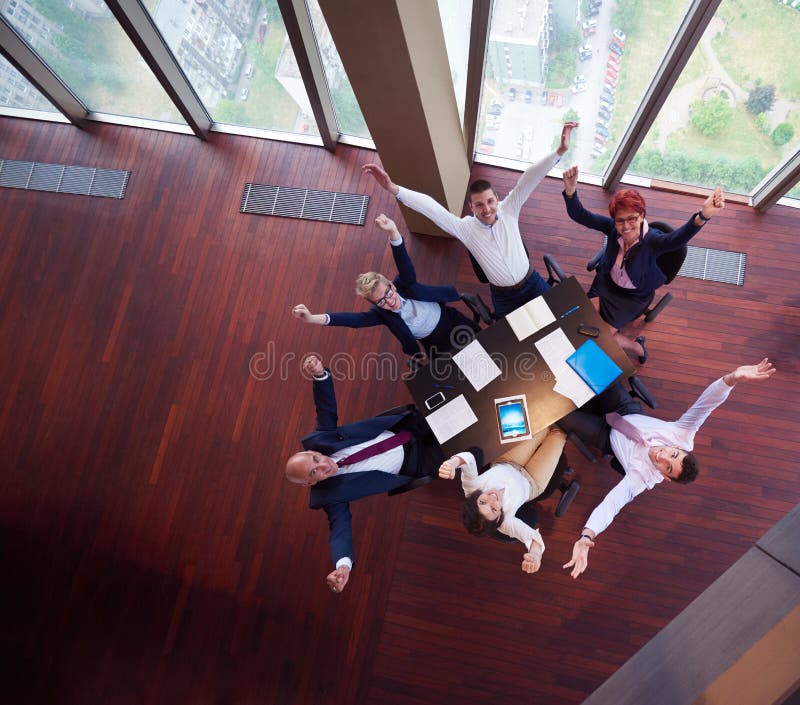 Top View of Business People Group Throwing Dociments in Air Stock Photo ...