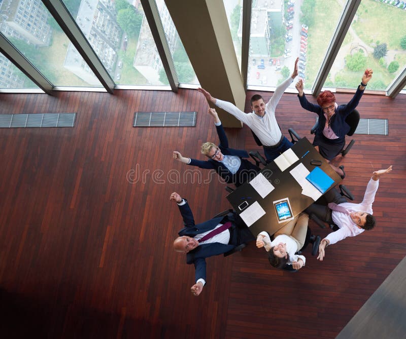 Top View of Business People Group Throwing Dociments in Air Stock Photo ...