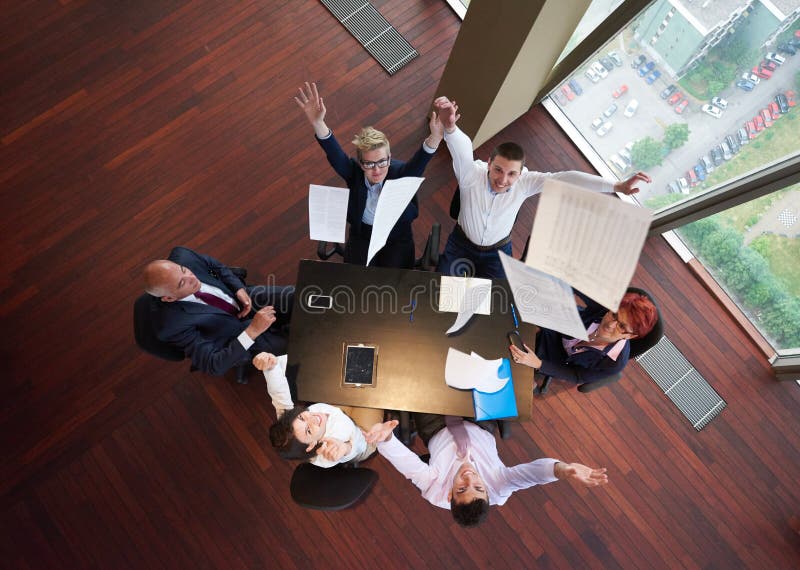 Top View of Business People Group Throwing Dociments in Air Stock Photo ...