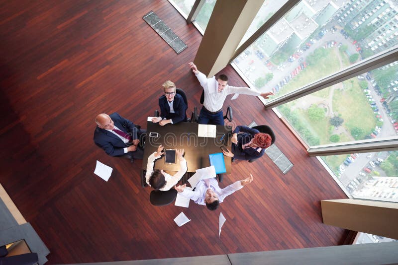Top View of Business People Group Throwing Dociments in Air Stock Photo ...