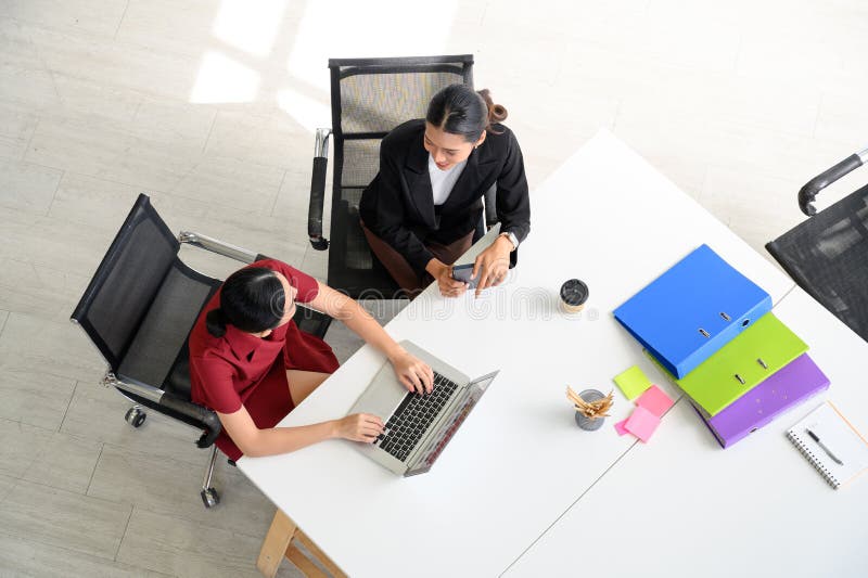 Top View of Business People Working Together with Laptop Computers on ...