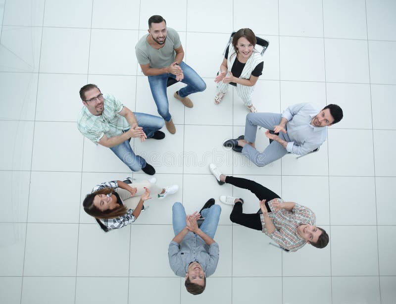 Top View.business Team Applauds Stock Photo - Image of employee ...