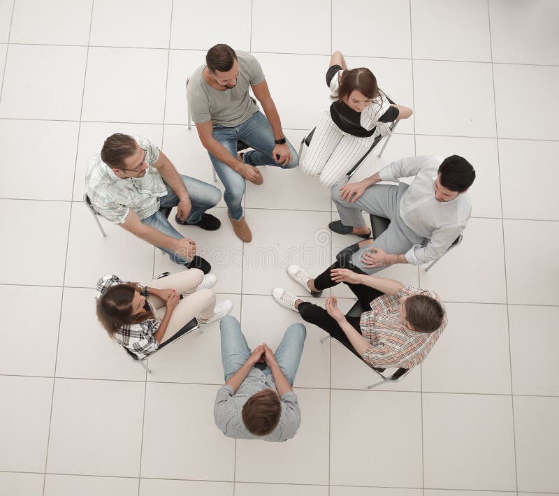 Top View.business Team Discussing Current Issues Stock Image - Image of ...