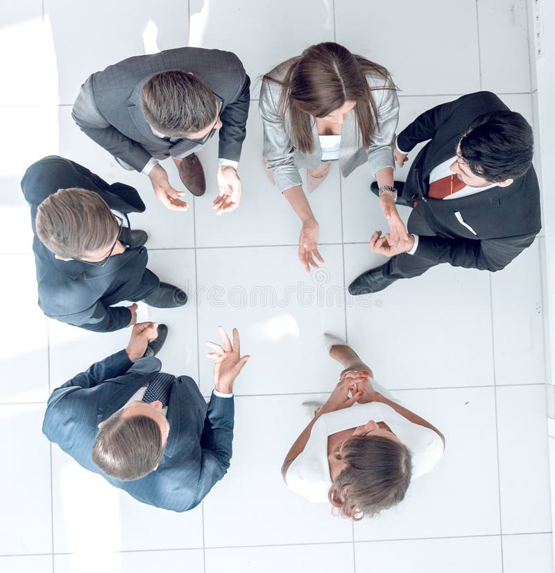 Top View. Business Team Discussing Important Issue Stock Image - Image ...