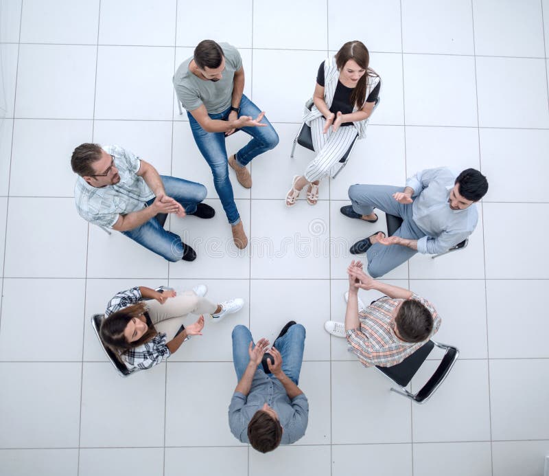 Top View.business Team Discussing Interesting Ideas Stock Image - Image ...