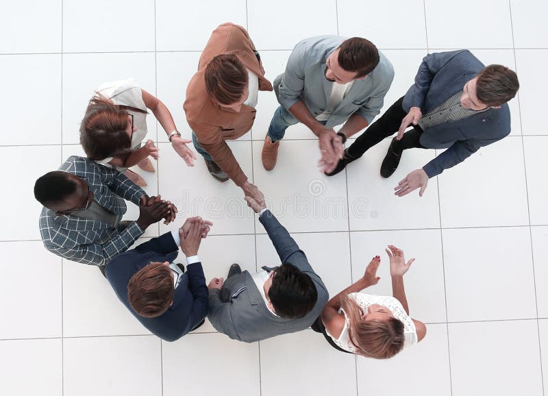Top View.business Team and Handshake of Business Partners Stock Image ...