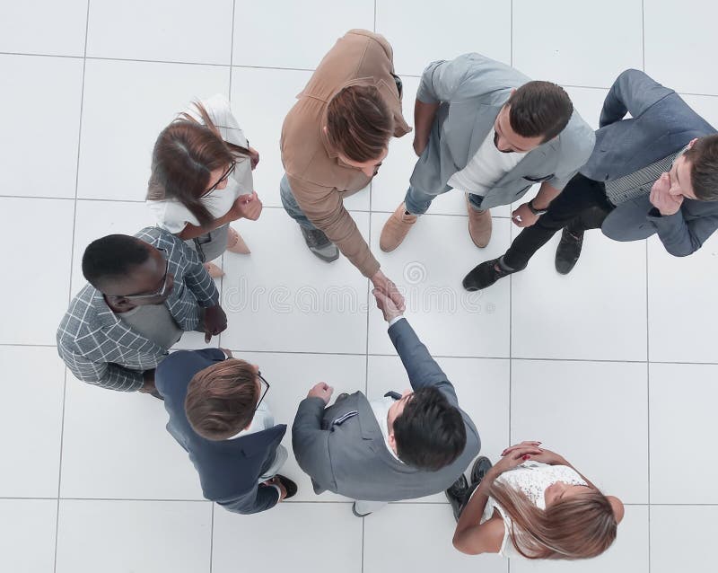 Top View.business Team and Handshake of Business Partners Stock Image ...
