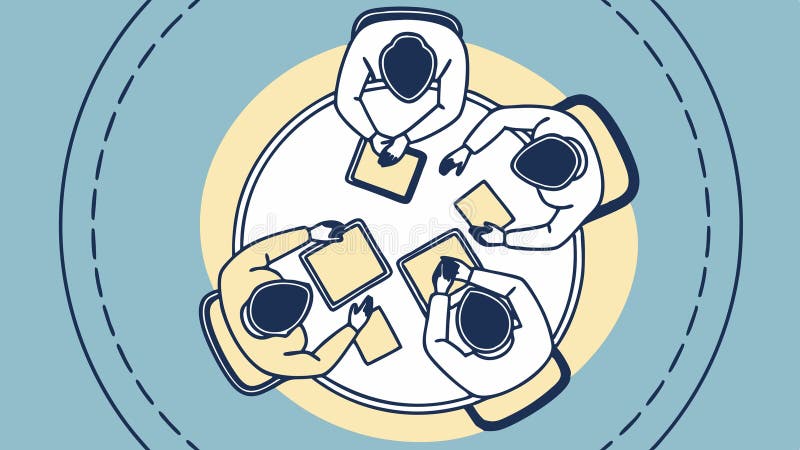 Top View Business Team Meeting Brainstorming Vector, Vector Design ...