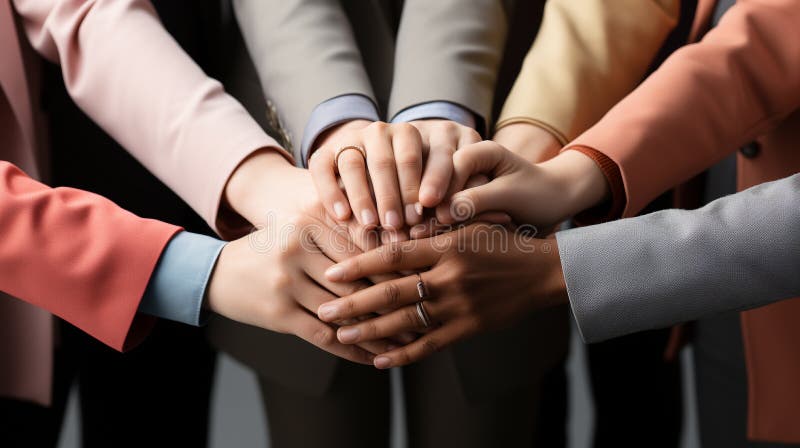 Top View of the Business Team Putting Their Hands Together. AI ...