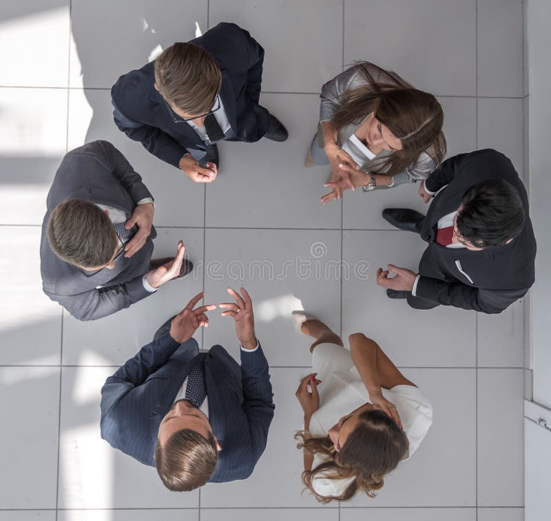 Top View. Business Team Solving Work Problems Stock Photo - Image of ...