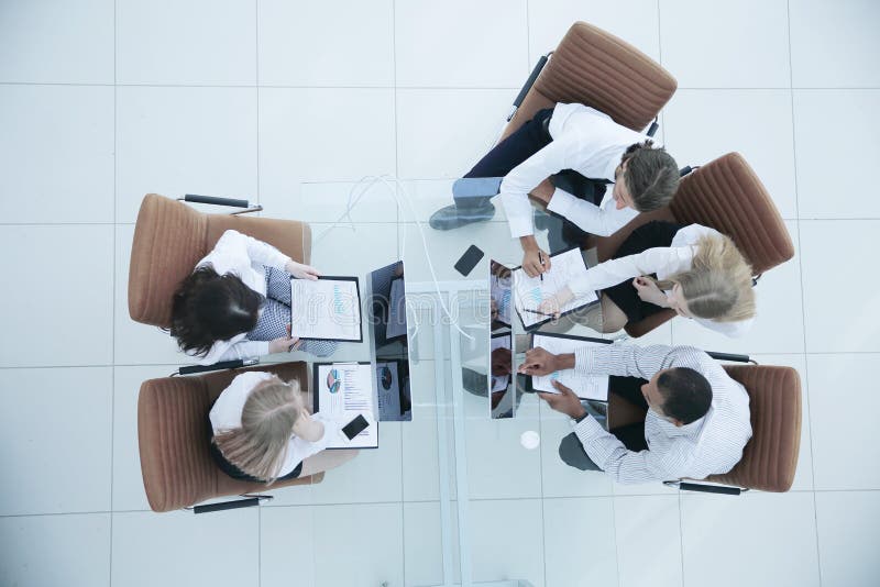 Top View.the Business Team Works with Financial Documents Stock Image ...