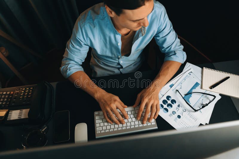 Top View Businessman Analyzing Business Paragraph Marketing Analysis ...