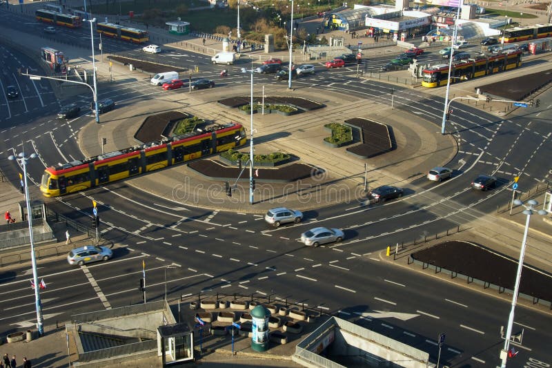Busy Roundabout Warsaw City Center Stock Photos - Free & Royalty-Free ...