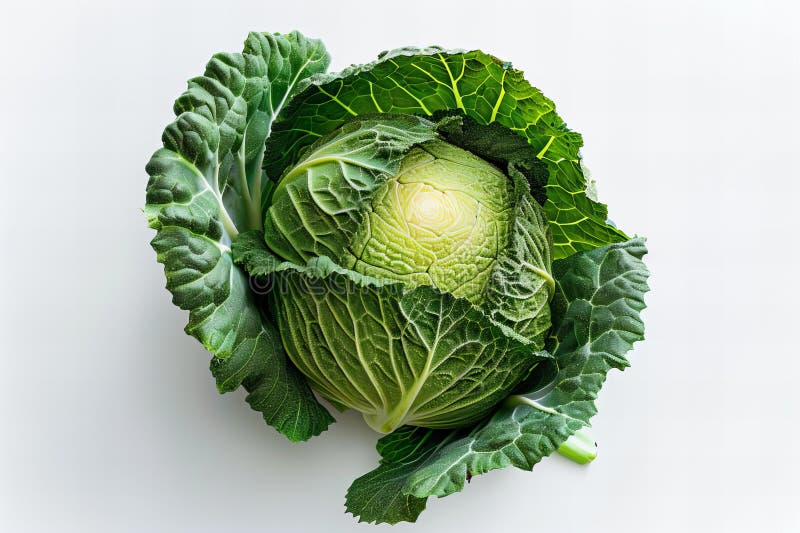 Top View of a Cabbage on a White Background, High Quality, High ...