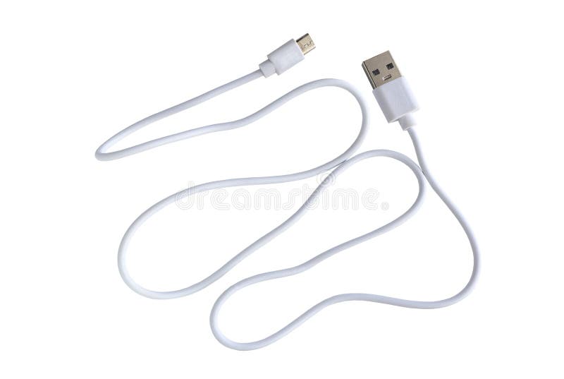 Cable with Micro USB and USB Connectors on a White Background with ...