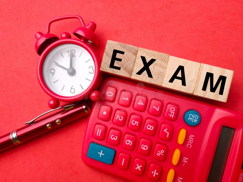 Top View Calculator,pen and Clock with Text EXAM Stock Photo - Image of reading, intelligence ...