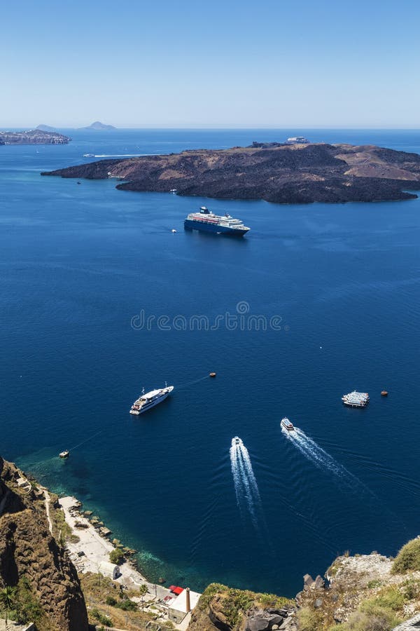 Top View of the Caldera from Santorini, Stock Photo - Image of cyclades ...