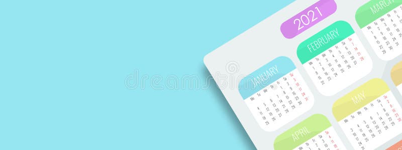 Top View of 2021 Calendar Sheet. the Card is Arranged at an Angle Stock ...
