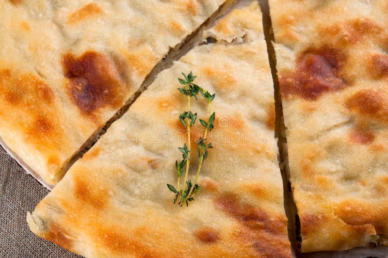 Top View of Calzone Pizza or Ossetian Chicken Pie Stock Photo - Image ...