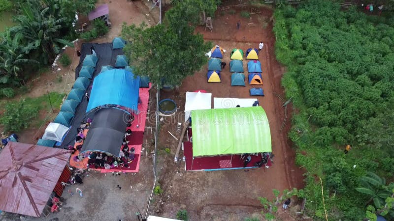 Top View of the Camp with Cone-shaped Tents Lined Up Stock Video ...