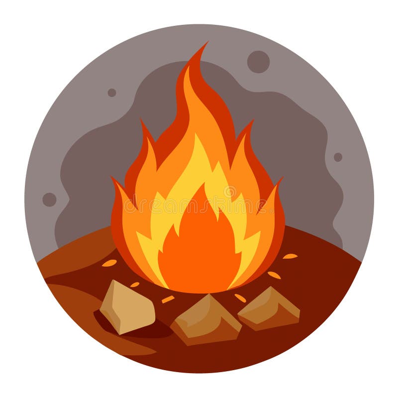 Top View of a Campfire Against Rocky Ground Intense Heat & Bright ...