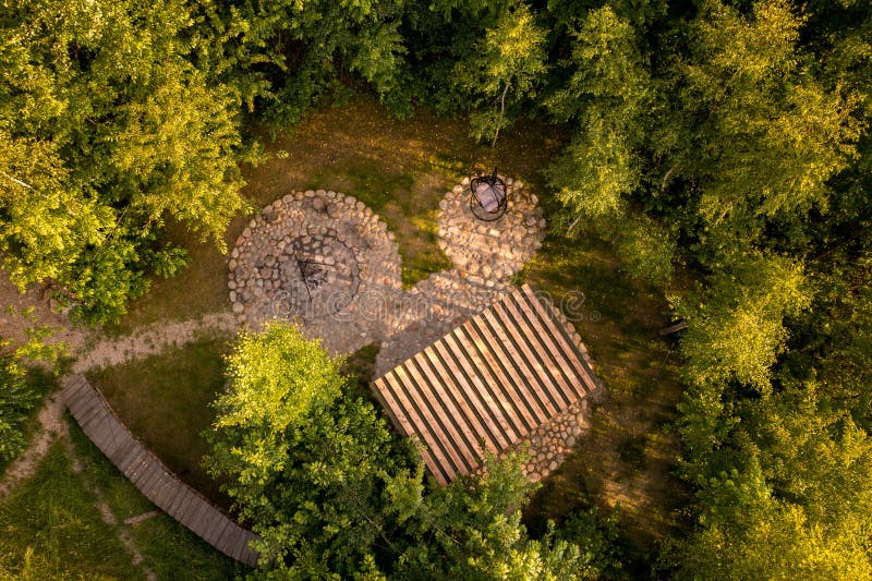 Top View of Campfire in Forest Stock Image - Image of view, tent: 336890067