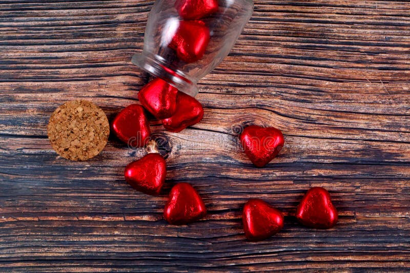 Top View of Candy Hearts Pouring Out of a Jar Stock Image - Image of ...