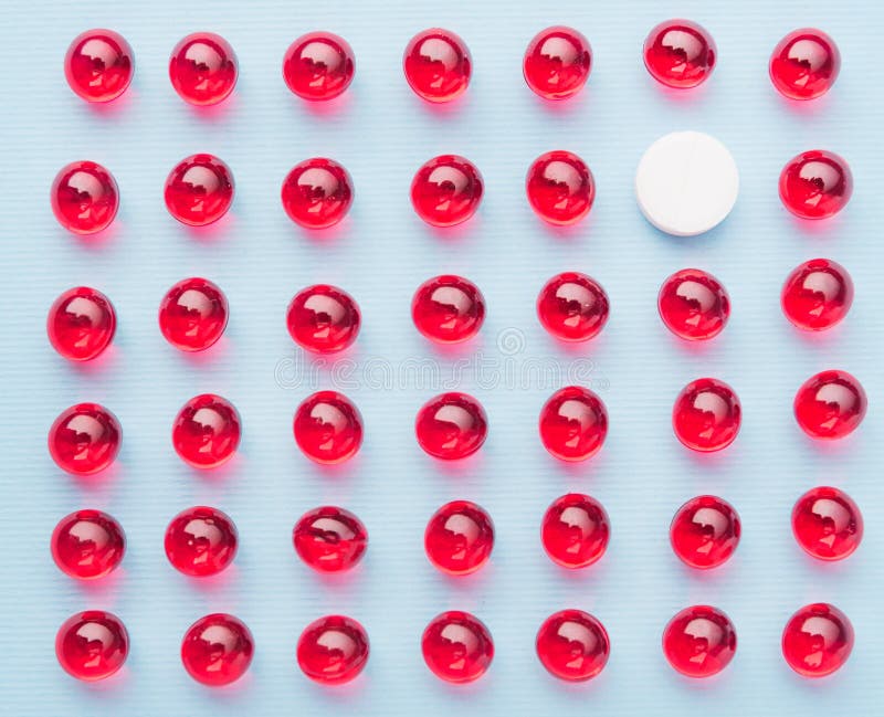 Top View of Capsules with One White Pill Stock Photo - Image of ...